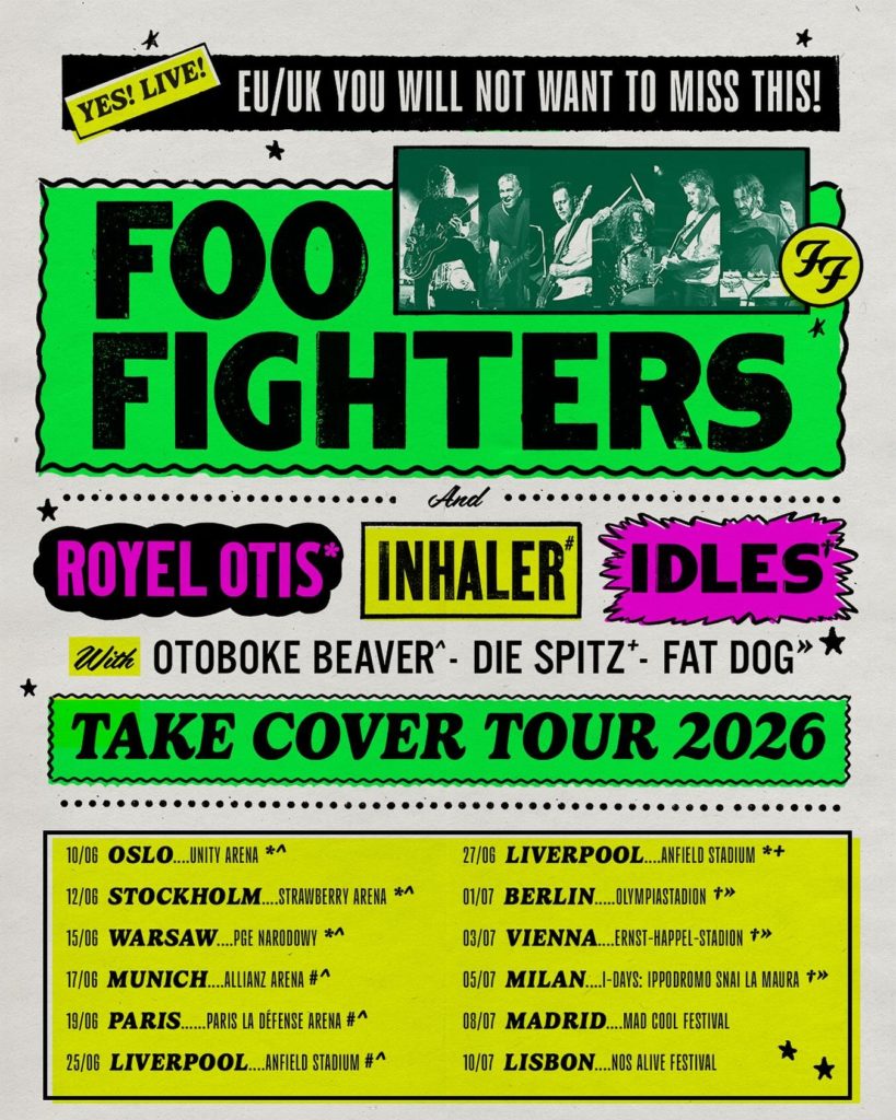Foo Fighters Announce 'Take Cover Tour 2026' Across Europe, UK, and ...